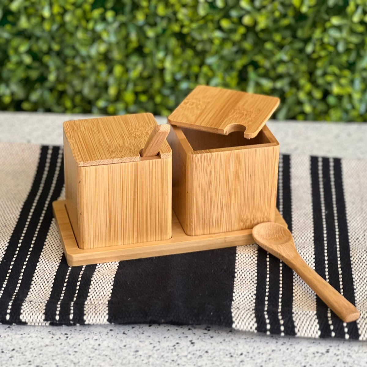 Jogo Porta Condimentos Bambu Ecokitchen: você compra na Reviva Home