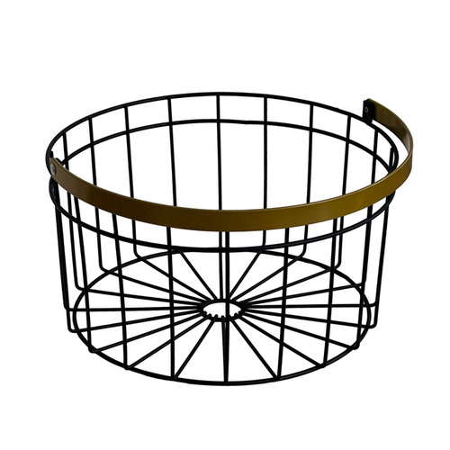 Cesto Aramado em Inox Preto com Alça Dourada 13,5 x 25,5 cm: você ...